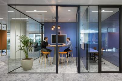 China Customized Office Glass Partition Wall 108mm Soundproof Aluminum Frame Tempered Glass Divider for sale