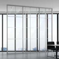 China Office Glass Partition Wall 108mm 90mm Thickness 3000mm Height 1200mm Grid Width Aluminum Frame for sale