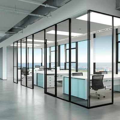 China Single Glazed Office Glass Partition Wall 108mm 90mm Thickness Sound Insulation Panoramic System for sale