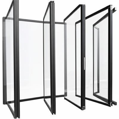 China Tempered Glass Folding Partition Wall 108mm 90mm Thickness 30-42dB Sound Insulation Up to 3000mm Height for sale
