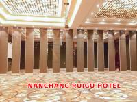 China Wooden Acoustic Partition Wall 68-105mm Thickness 304 Stainless Steel Roller Up to 18M Height for sale