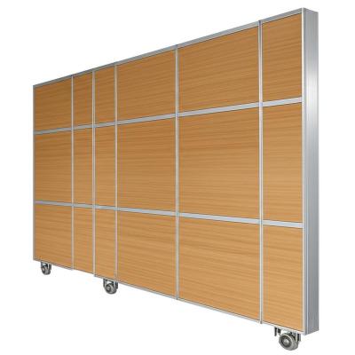 China Customized Wooden Acoustic Partition Wall 56dB Sound Insulation 304 Stainless Steel Rollers for sale