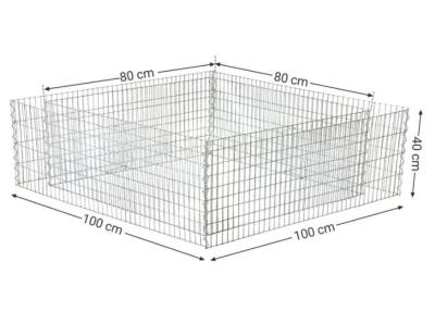 China Zinc Aluminum Alloy Square Gabion Basket Planter 100x100x40cm with 256L Capacity and 2.5mm Wire Diameter for sale