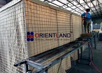 China Bastion 5mm 3x3in Galfan Coated Wire Military Gabion Blast Wall 250g/m2 Geotextile for sale