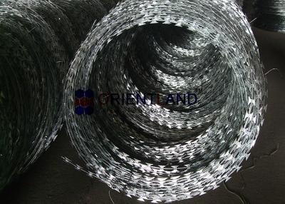 China 450mm NATO Coiled HDG BTO-11 Stainless Steel Razor Wire 56 Loops 8-9m for sale