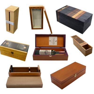 China Wholesale Custom Wine Box Single Bottle Holder with logo Printing Luxury Wooden Box Packaging OEM/ODM Wood Manufacturer Supplier for sale