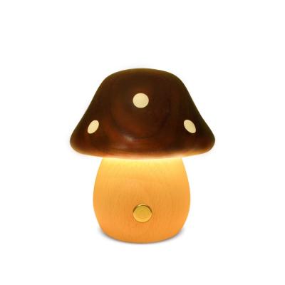 China This Vintage Style Mushroom Lamp Combines Wood Craftsmanship with Soft Ambient Lighting for sale