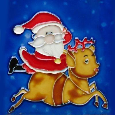 China Christmas-themed  Hand-painting Ceramic Tile Mural for Desktop Decor&wall Decor for sale