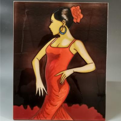 China Handmade and Handpainted Decorative Glazed Ceramic Tile Picture Wall Hanging Artwork for Collection for sale