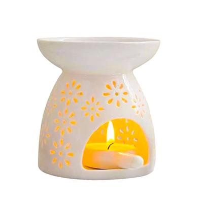 China Tea Light Candle Holder Wax Melt Warmer Essential Oil Burner Ceramic Wax Melt Burners for sale