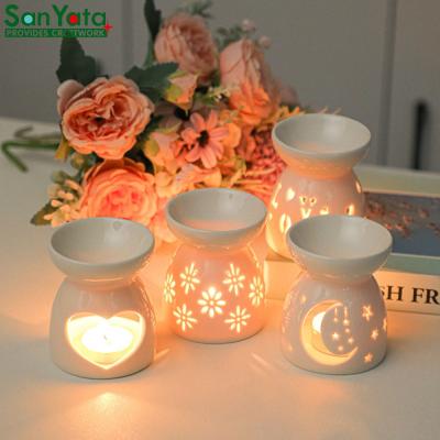 China OEM Wax Melt Warmer Oil Burner Ceramic Candle Holder Incense Aroma Diffuser Home Decor Wholesale Factory Price Empty Candle Jars for sale