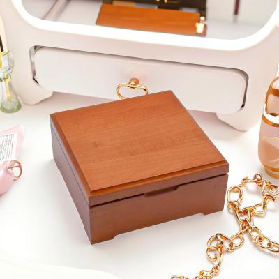 China Luxury  Customizable rosewoodWooden Jewelry Gift Box with Glass Mirror Suitable for Couples Wedding Gifts for sale