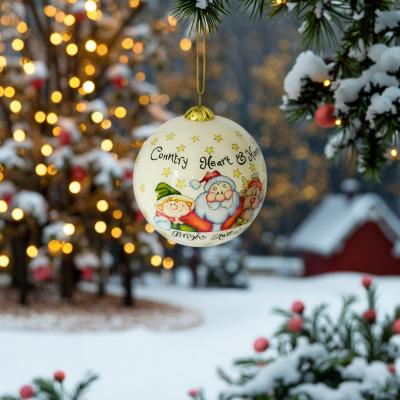 China Custom  Inside Hand Painted Murano Glass Christmas Ornament Ball with Gift Box for Christmas Tree Decoration for sale