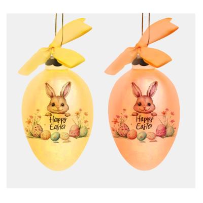 China Hand-painted Egg-shaped Glass Decoupage Ornaments Suitable for Easter Decorations and Gifts for sale