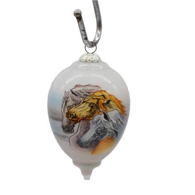 China Irregular Shaped Christmas Glass Ornamental Ball Custom Pattern for Corporate Gifts for sale