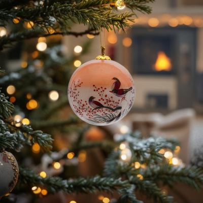 China Customizable Pattern Inside Hand-painting Christmas Glass Ornament Ball for Christmas Day for sale