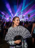China 13 Inch Large Zebra Print Rave Fan Bamboo Folding Clack Fan for Techno Music Festival & EDM Party Performance for sale