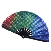 China Professional 33cm Chinese Tai Chi Kung Fu Fan Large Martial Arts Folding Fan with Colorful Fabric for Stage Performance for sale