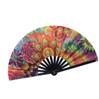 China Professional 33cm Chinese Tai Chi Kung Fu Fan Large Martial Arts Folding Fan with Colorful Fabric for Stage Performance for sale
