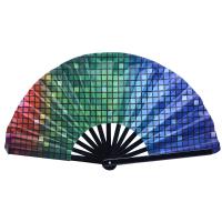 China Custom 13 Inch Large Rave Folding Hand Fan Bamboo Clack Fan for Music Festival EDM Party Dance Performance for sale