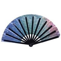 China Custom 13 Inch Large Rave Folding Hand Fan Bamboo Clack Fan for Music Festival EDM Party Dance Performance for sale