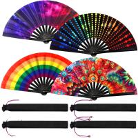 China Personalized Large 33cm Bamboo Kungfu Fan Portable Bamboo Folding Fan Customized  Summer Gifts  for Halloween DIY Painting for sale