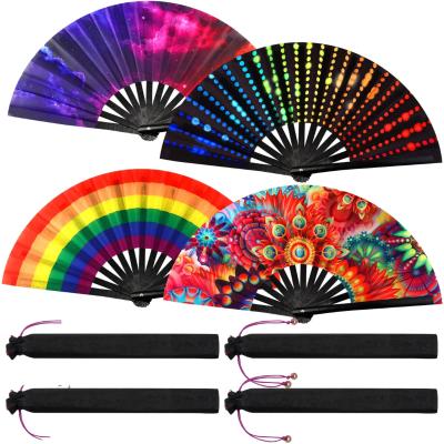 China Personalized Large 33cm Bamboo Kungfu Fan Portable Bamboo Folding Fan Customized  Summer Gifts  for Halloween DIY Painting for sale