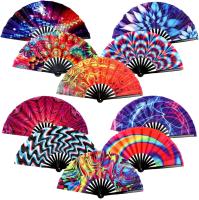 China Personalized Large 33cm Bamboo Kungfu Fan Portable Bamboo Folding Fan Customized  Summer Gifts  for Halloween DIY Painting for sale