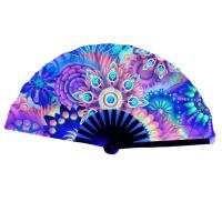 China Personalized Large 33cm Bamboo Kungfu Fan Portable Bamboo Folding Fan Customized  Summer Gifts  for Halloween DIY Painting for sale