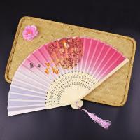 China Hot Selling Wholesale Carved Silk Dance Bamboo Folding Wedding Fans for Gifts for sale