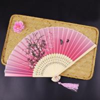 China Hot Selling Wholesale Carved Silk Dance Bamboo Folding Wedding Fans for Gifts for sale