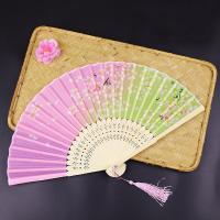 China Hot Selling Wholesale Carved Silk Dance Bamboo Folding Wedding Fans for Gifts for sale