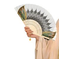 China Elegant Portable Bamboo Handheld Fans Painted Bridesmaids Wedding Ceremonies for Business Gift for sale
