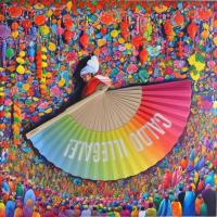 China Best-Selling 23CM 7-inch Spanish Folding  Handheld Dance Fans for Weddings and Parties for sale