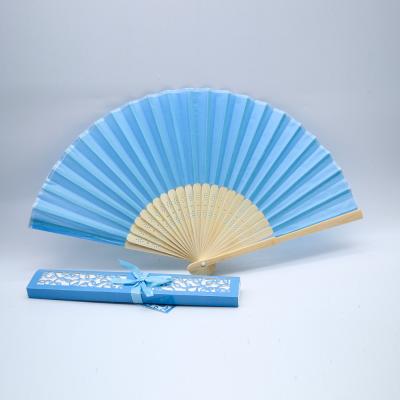 China Handcrafted Bamboo Silk Fans in Assorted Colours As Promotional Gifts for sale