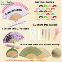 China Customisable Patterns& Texts Brand Name LOGO Wooden Fan Ribs with Engraving Available for Home&business Gift for sale