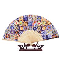 China Handcrafted Eco-Friendly Vintage-style Folding Bamboo Fan with Customizable Design for Weddings or Photography Props for sale
