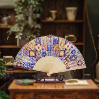 China Handcrafted Eco-Friendly Vintage-style Folding Bamboo Fan with Customizable Design for Weddings or Photography Props for sale