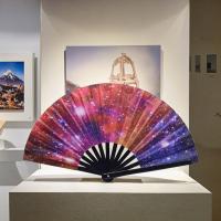 China Wholesale Custom Large Stock 33cm  Customized Printing Decoration Bamboo Folding Hand Fans  for Party for sale