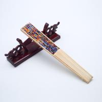 China Handcrafted Eco-Friendly Vintage-style Folding Bamboo Fan with Customizable Design for Weddings or Photography Props for sale