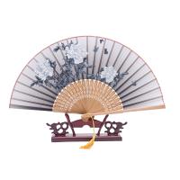 China Traditional Chinese Bamboo Folding Fans Adorned with Floral Motifs Serve As Decorative Pieces for Indoor Display or As Gifts for sale