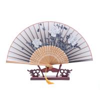 China Traditional Chinese Bamboo Folding Fans Adorned with Floral Motifs Serve As Decorative Pieces for Indoor Display or As Gifts for sale