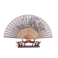China Traditional Chinese Bamboo Folding Fans Adorned with Floral Motifs Serve As Decorative Pieces for Indoor Display or As Gifts for sale