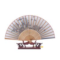 China Traditional Chinese Bamboo Folding Fans Adorned with Floral Motifs Serve As Decorative Pieces for Indoor Display or As Gifts for sale