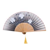China Traditional Chinese Bamboo Folding Fans Adorned with Floral Motifs Serve As Decorative Pieces for Indoor Display or As Gifts for sale