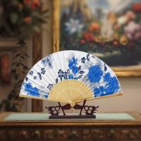China Handpainting Traditional Eco-Friendly Personalized Bamboo Paper Folding Fan with Customizable Pattern for Wedding for sale