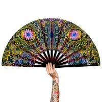 China 33cm Pride Foldable Rave Full-Color Printed  Bamboo  Hand Fan with Custom Logo  for Christmas Occasions for sale