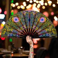 China 33cm Pride Foldable Rave Full-Color Printed  Bamboo  Hand Fan with Custom Logo  for Christmas Occasions for sale