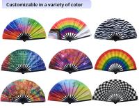 China 33cm Pride Foldable Rave Full-Color Printed  Bamboo  Hand Fan with Custom Logo  for Christmas Occasions for sale
