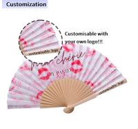 China Single-sided Spanish Mult-colors Wood Floding Fan  Available Accept Customize for Business Gift for sale